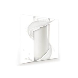 Primedeco Glasbild Wandbild Quadratisch Milch spritzt aus Glas mit Aufhängung