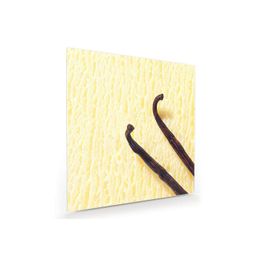 Primedeco Glasbild Wandbild Quadratisch Cremiges Vanilleeis mit Aufhängung