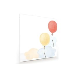 Primedeco Glasbild Wandbild Quadratisch Aquarell Luftballons mit Aufhängung