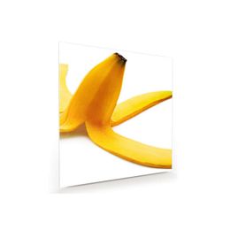 Primedeco Glasbild Wandbild Quadratisch Bananenschalen mit Aufhängung