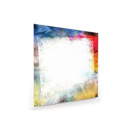 Primedeco Glasbild Wandbild Quadratisch Grunge Bild mit buntem Rand mit Aufhängung