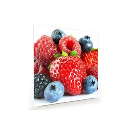 Primedeco Glasbild Wandbild Quadratisch Frische Beeren mit Aufhängung