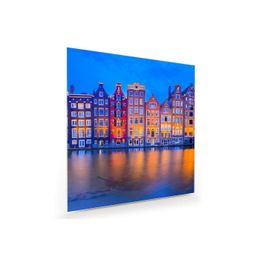 Primedeco Glasbild Wandbild Quadratisch Amsterdam Häuser