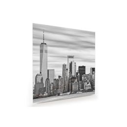 Primedeco Glasbild Wandbild Quadratisch NYC Downtown SW Skyline mit Aufhängung