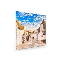 Primedeco Glasbild Wandbild Quadratisch Trulli-Häuser