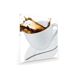 Primedeco Glasbild Wandbild Quadratisch Tasse Kaffee Muster mit Aufhängung