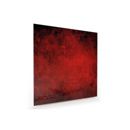 Primedeco Glasbild Wandbild Quadratisch Rote Grunge Wand mit Aufhängung