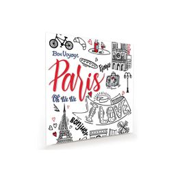 Primedeco Glasbild Wandbild Quadratisch Paris Icons