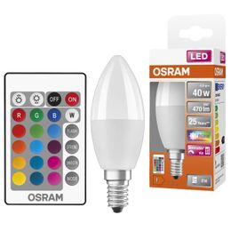 Osram LED-Lampe Superstar Classic, B40, E14, EEK: F, 4,9 W, 470 lm, 2700 K, RGBW