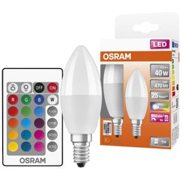 Osram LED-Lampe Superstar Classic, B40, E14, EEK: F, 4,9 W, 470 lm, 2700 K, RGBW, 2 Stück