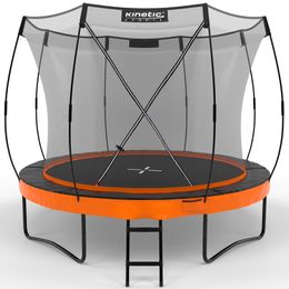 KINETIC SPORTS Trampolin Outdoor 'Ultimate Pro' &Oslash; 244/305/366/427 cm &ndash; Kindertrampolin mit Leiter, Gartentrampolin im K&uuml;rbis-Design, bis zu 160 kg Sunset Orange &Oslash; 305 cm