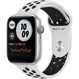 Apple Watch (Series 6) 2020 GPS + Cellular 44 mm - Aluminium Silber - Nike Sport Loop Pure Platinum/Schwarz