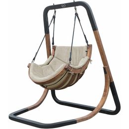 AXI Capri Hängestuhl mit Gestell aus Holz Hängesessel / Hängeschaukel Beige für den Garten Outdoor Lounge Stuhl für 1 Person Belastbar bis 150 kg - Beige