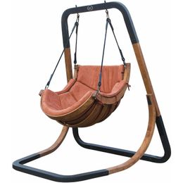 AXI Capri Hängestuhl mit Gestell aus Holz Hängesessel / Hängeschaukel Terracotta Braun für den Garten Outdoor Lounge Stuhl für 1 Person Belastbar bis 150