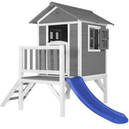 Spielhaus Beach Lodge xl in Grau mit Rutsche in Blau Stelzenhaus aus fsc Holz für Kinder Kleiner Spielturm für den Garten - Grau - AXI