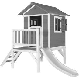 Spielhaus Beach Lodge xl in Grau mit Rutsche in Weiß Stelzenhaus aus fsc Holz für Kinder Kleiner Spielturm für den Garten - Grau - AXI