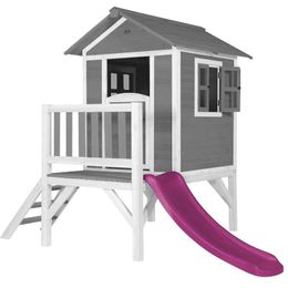AXI - Spielhaus Beach Lodge xl in Grau mit Rutsche in Lila Stelzenhaus aus fsc Holz für Kinder Kleiner Spielturm für den Garten - Grau