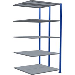 eurokraft pro Steckregal, doppelreihig, Fachboden-BxT 1300 x (2 x 500) mm, blau, Höhe 2000 mm, Anbauregal