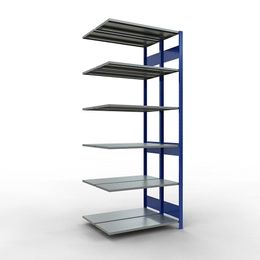 eurokraft pro Steckregal, doppelreihig, Fachboden-BxT 1000 x (2 x 400) mm, blau, Höhe 2500 mm, Anbauregal