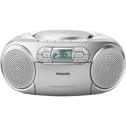 Philips AZ127/12 mit Kassettendeck Radiorecorder, Silber