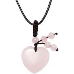 Firetti Kette mit Anhänger Schmuck Geschenk Halsschmuck Halskette Herz, Made in Germany - mit Rosenquarz, braun|rosa|schwarz|silberfarben
