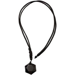 Firetti Kette mit Anhänger Schmuck Geschenk Halsschmuck Halskette Hexagon, Made in Germany - mit Obsidian, schwarz