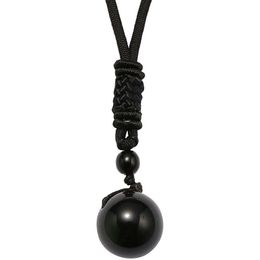 Firetti Kette mit Anhänger Schmuck Geschenk Halsschmuck Halskette Kugel, Made in Germany - mit Obsidian, schwarz