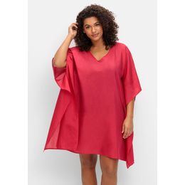 sheego Große Größen: Strandtunika im Poncho-Schnitt, leicht transparent, magenta, Gr.44/46