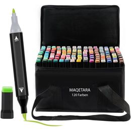 MAQETARA Products Filzstift 120 Farben Filzstifte Set Dual Pen Twin Marker Stifte für Kinder