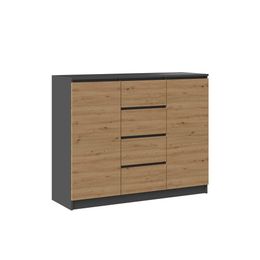 ibonto Nachtkommode Sideboard mit 4 Schubladen & 2 Türen für Schlafzimmer