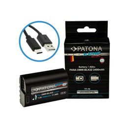 Patona Akku für Panasonic DMW-BLK22 mit USB-C Input Kamera-Akku Ersatzakku Akku 2400 mAh (7