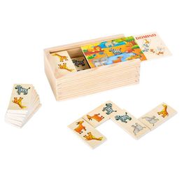 Small Foot Spiel, Domino Safari aus Holz Legespiel mit bunten Tiermotiven