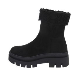 Ital-Design Damen Snowboots Freizeit Snowboots Blockabsatz Plateaustiefeletten in Schwarz