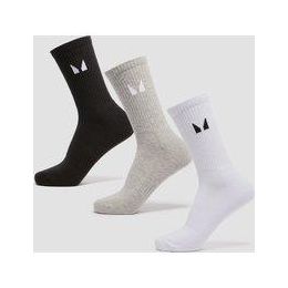 MP Unisex Crew-Socken (3er-Pack) – Weiß/Schwarz/Hellgrau - UK 2-5