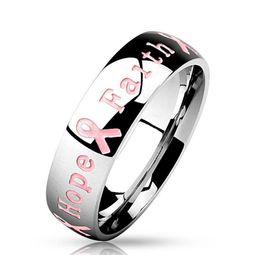 BUNGSA Fingerring Ring Courage Strength Hope Faith Silber aus Edelstahl Unisex (Ring