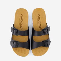 TK Maxx Schwarze flache Sandalen aus Leder