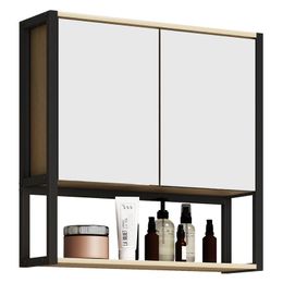 Vcm Badspiegel Wandspiegel Hängespiegel Spiegelschrank Badezimmer Edino 60 x 60 cm (Farbe: Honig-Eiche)