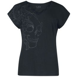 Black Premium by EMP T-Shirt mit Totenkopf Print und Spitze T-Shirt schwarz in M
