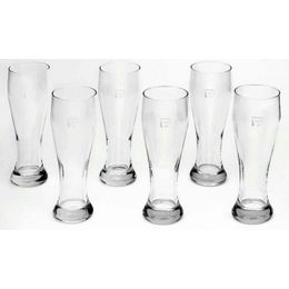 Van Well Bierglas Weizenbierglas, Glas, 0,5 L, geeicht, spülmaschinenfest, Gastronomiequalität, 6-tlg., weiß