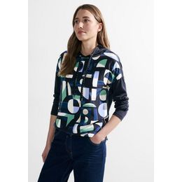 Cecil Kapuzenshirt mit geometrischem Muster, blau