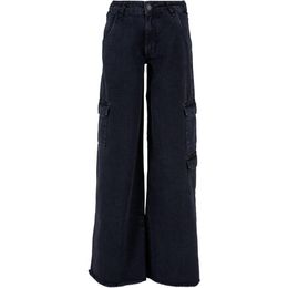 Urban Classics Bequeme Jeans Urban Classics Damen Ladies Mid Waist Cargo Denim Pants