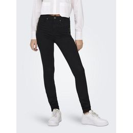 Only High-waist-Jeans ONLROYAL HW SK ZIP POC DNM PIM, schwarz