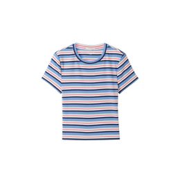 Tom Tailor Mädchen Cropped T-Shirt mit recyceltem Polyester, blau, Streifenmuster, Gr. 152