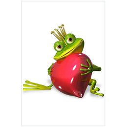 Wallario Acrylglasbild, Verliebter Froschkönig mit großem Herz