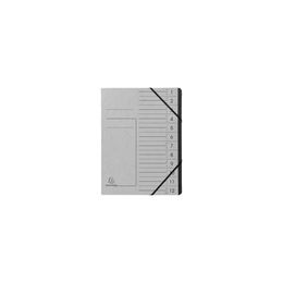 Exacompta Organisationsmappe Ordnungsmappe DIN A4 170g/m² Colorspankarton Farbe: grau Farbe des Fächerblocks: schwarz 12 Fächer