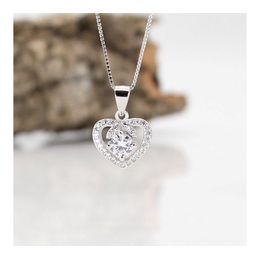ELLAWIL Herzkette Damen Halskette Silberkette Kette mit Herz Anhänger Strasssteine (Sterling Silber 925