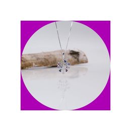 ELLAWIL Silberkette Kette mit Lebensbaum Anhänger Damen Zirkonia Halskette bunte Herzen (Sterling Silber 925