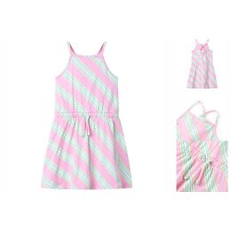 vidaXL A-Linien-Kleid Kinderkleid mit Kordelzug Ärmellos Rosa 92 Kurz Sommerkleid