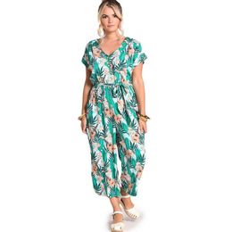 Hell Bunny Jumpsuit Ululani Tropical Hawaii Blumen Print Overall Relaxed Fit