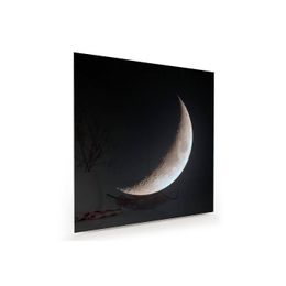 Primedeco Glasbild Wandbild Quadratisch Wachsender Mond mit Aufhängung